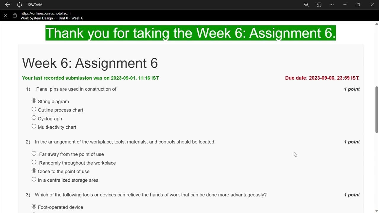 Work System Design Week 6 Assignment 6 NPTEL 2023 - YouTube