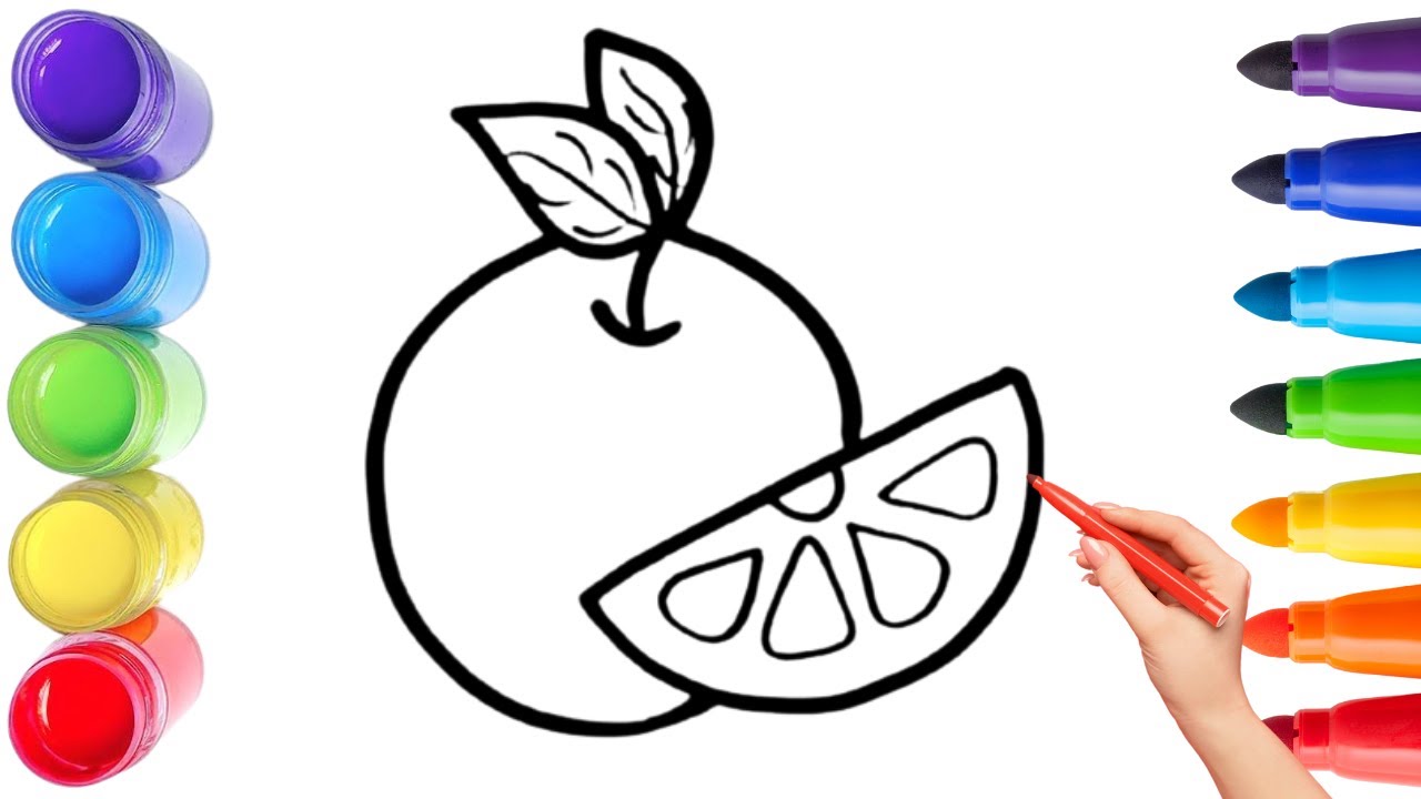 How To Draw cute Tangerine🍊 Drawing, Painting & Coloring For Kids and ...