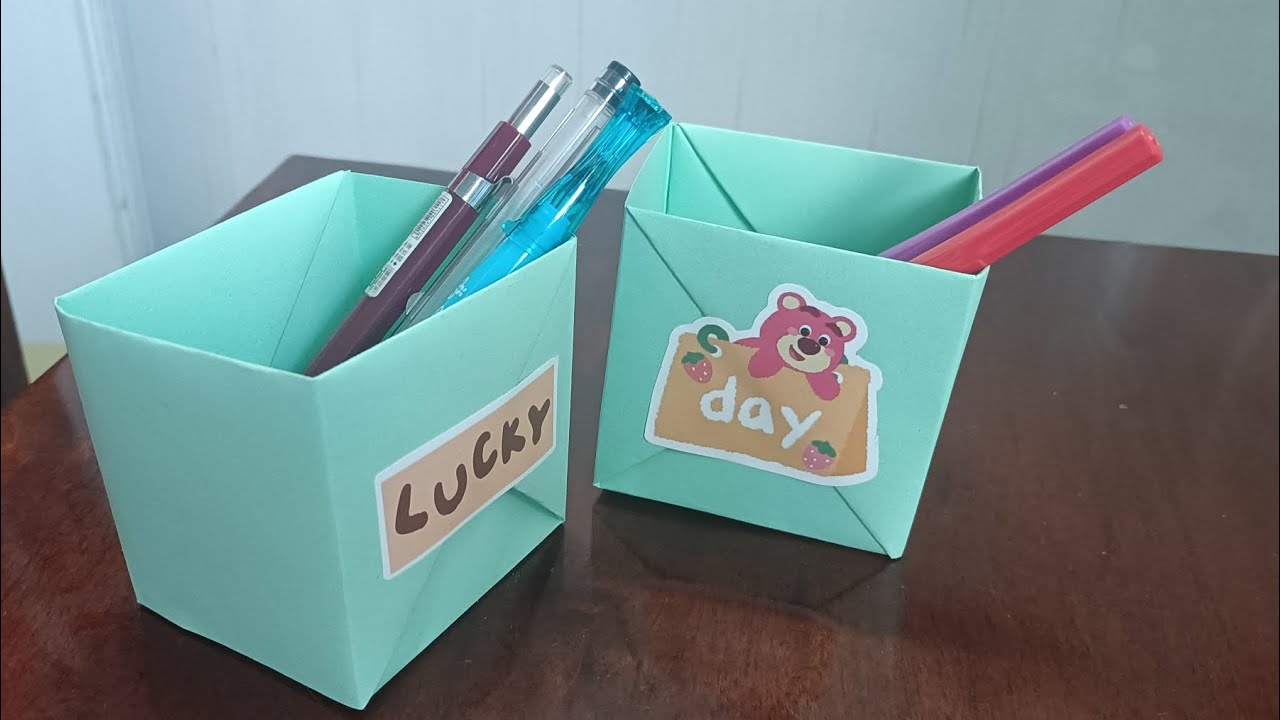 Origami - Making paper pen box by A4 - Gấp hộp đựng bút bằng giấy A4 😜 ...