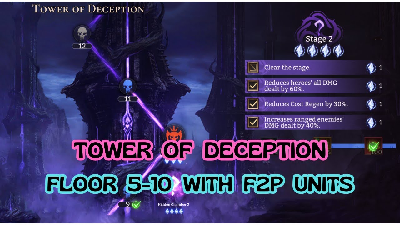 Watcher Of Realms| Tower of Deception Floor 6-10 With F2P Units - YouTube