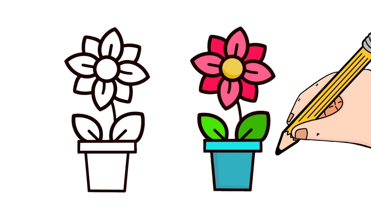 How to Draw Flower Pot | Draw Simple flower Pot | flower pot drawing ...