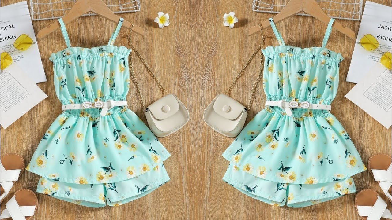 Baby Romper/Baby Shirred Waist Skort Romper Cutting and Stitching|Baby ...