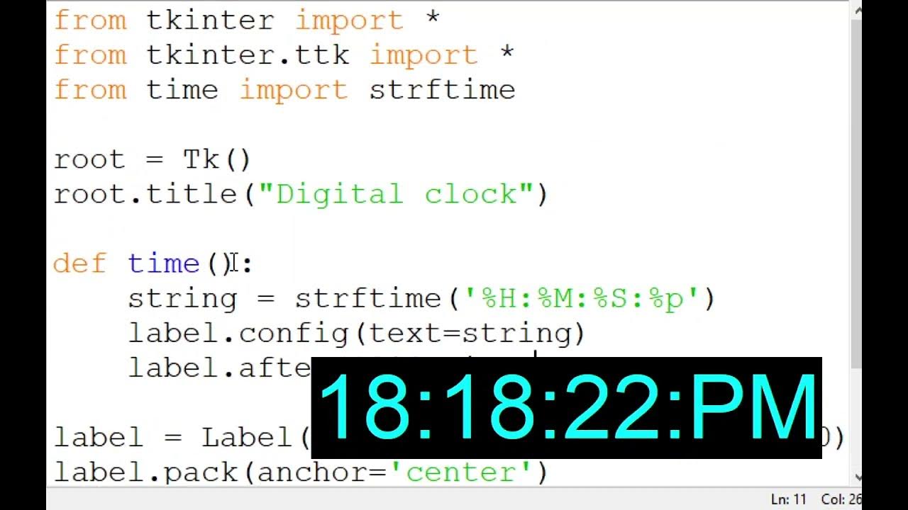 A Python 3 program that displays Digital Clock - YouTube