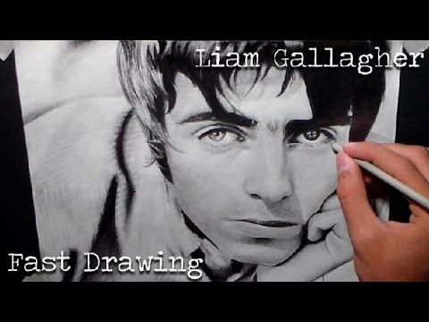 Fast Drawing: Liam Gallagher, Oasis - B&W Portrait - YouTube