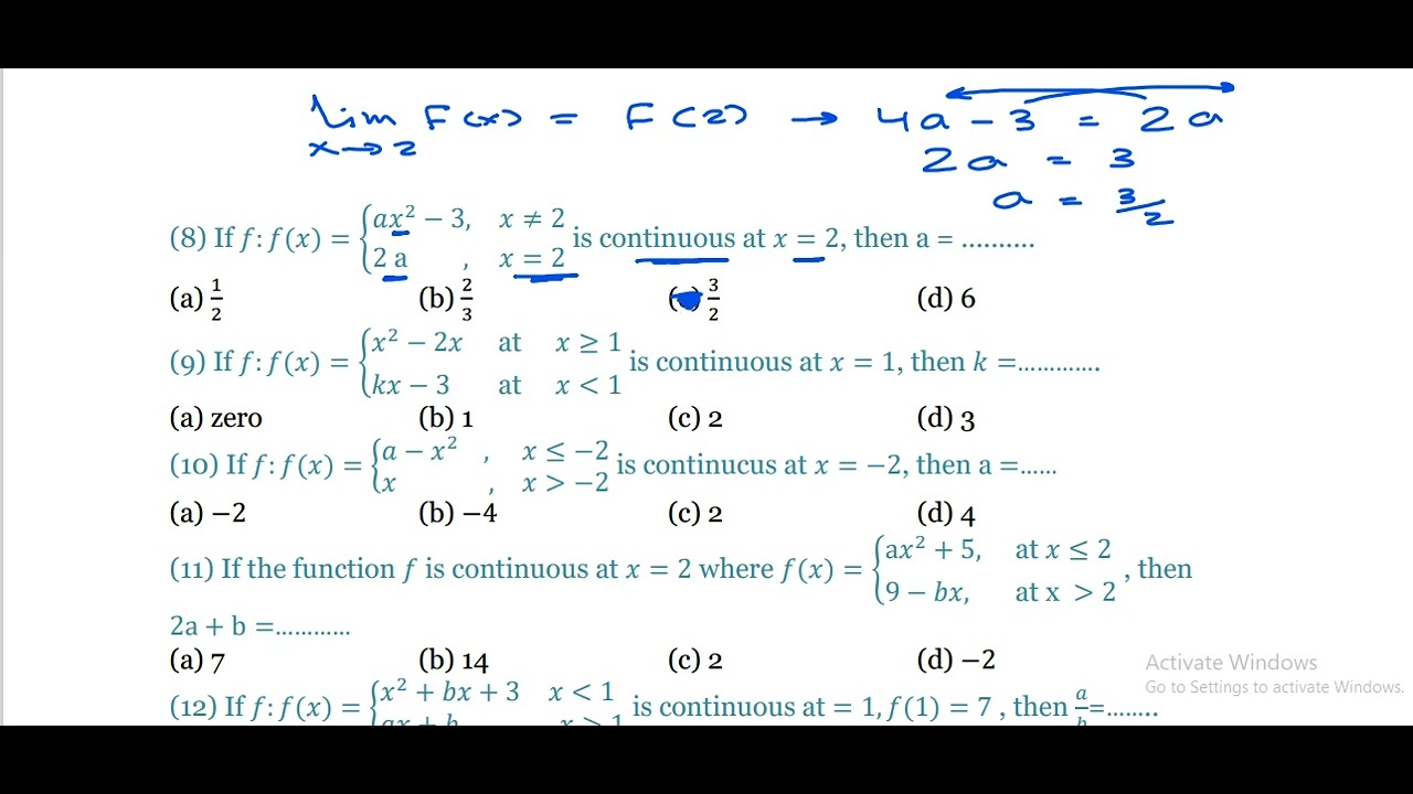 Mr.Eslam sayed Sec.2 H.W. "Continuity" Calculus - YouTube