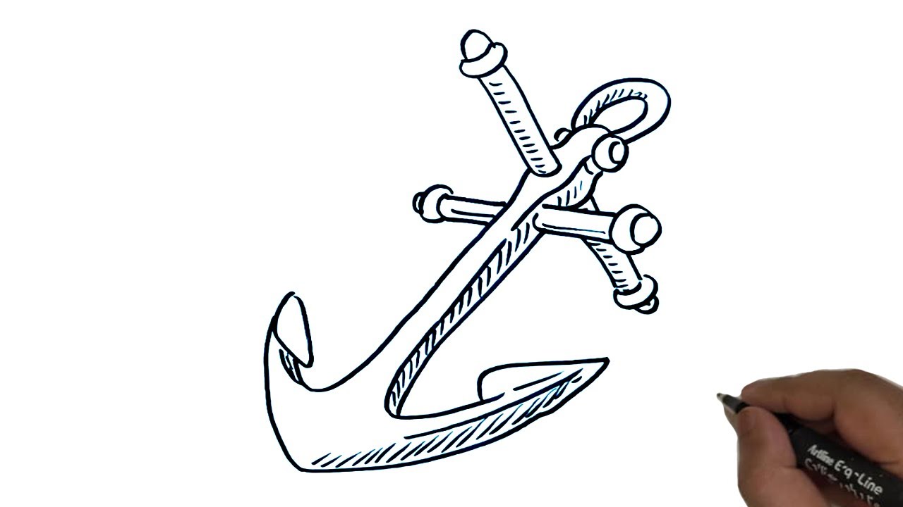 How to Draw an Anchor. Easy Anchor Line Drawing illustration - YouTube