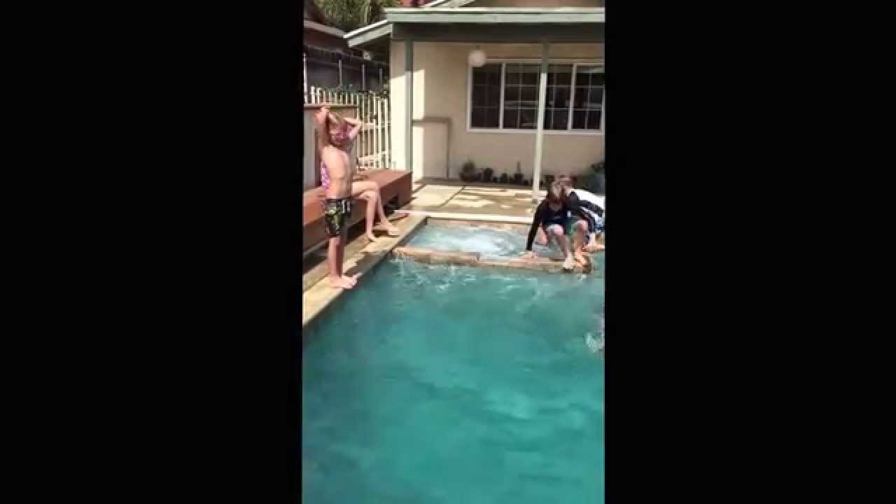 Front flips into the Bush's pool - YouTube