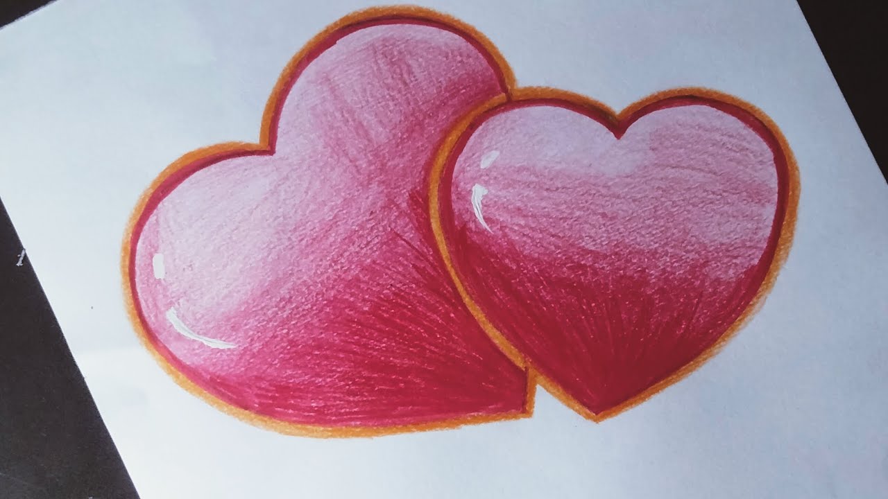 how to draw two hearts #heart drawing easy #Heart #beautiful heart ...
