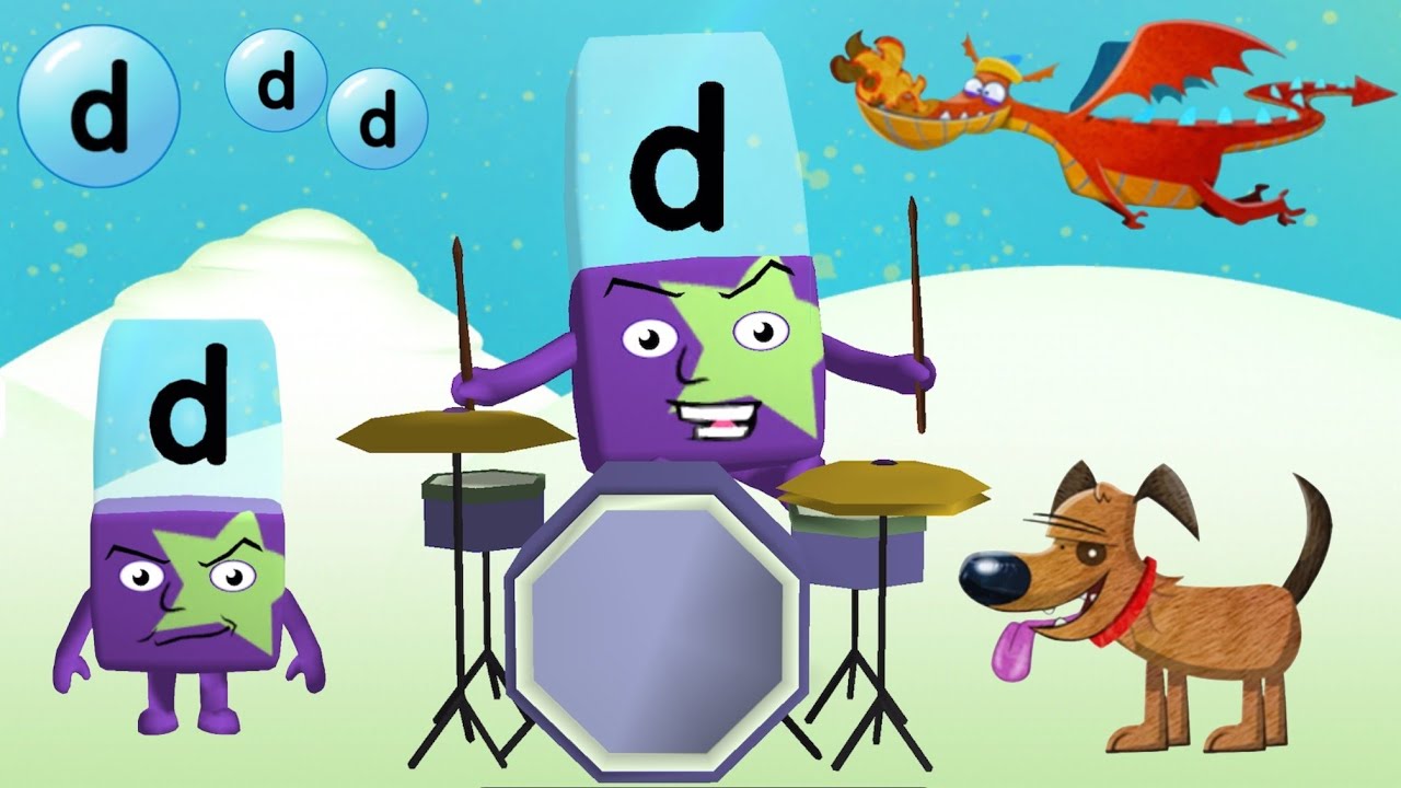 ALPHABLOCKS : WRITE LETTER SOUND D & FIND DOG DRAGON & DRUM | KID ...