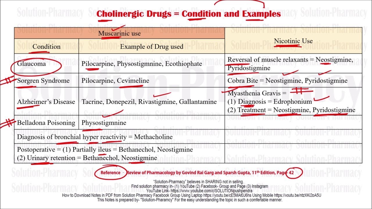 Class (30) Cholinergic Drugs and Their Use | Medicinal Chemistry 01 ...