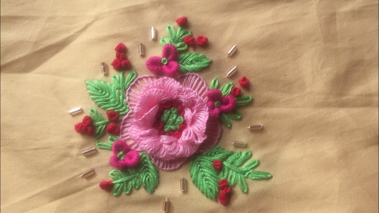 Beautiful hand work flower design - YouTube