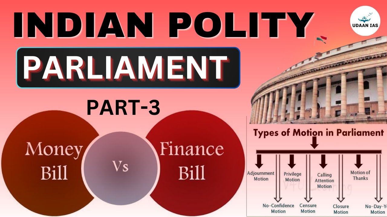TYPES OF MOTIONS IN PARLIAMENT| PART-3 | MONEY BILL VS FINANCE BILL ...