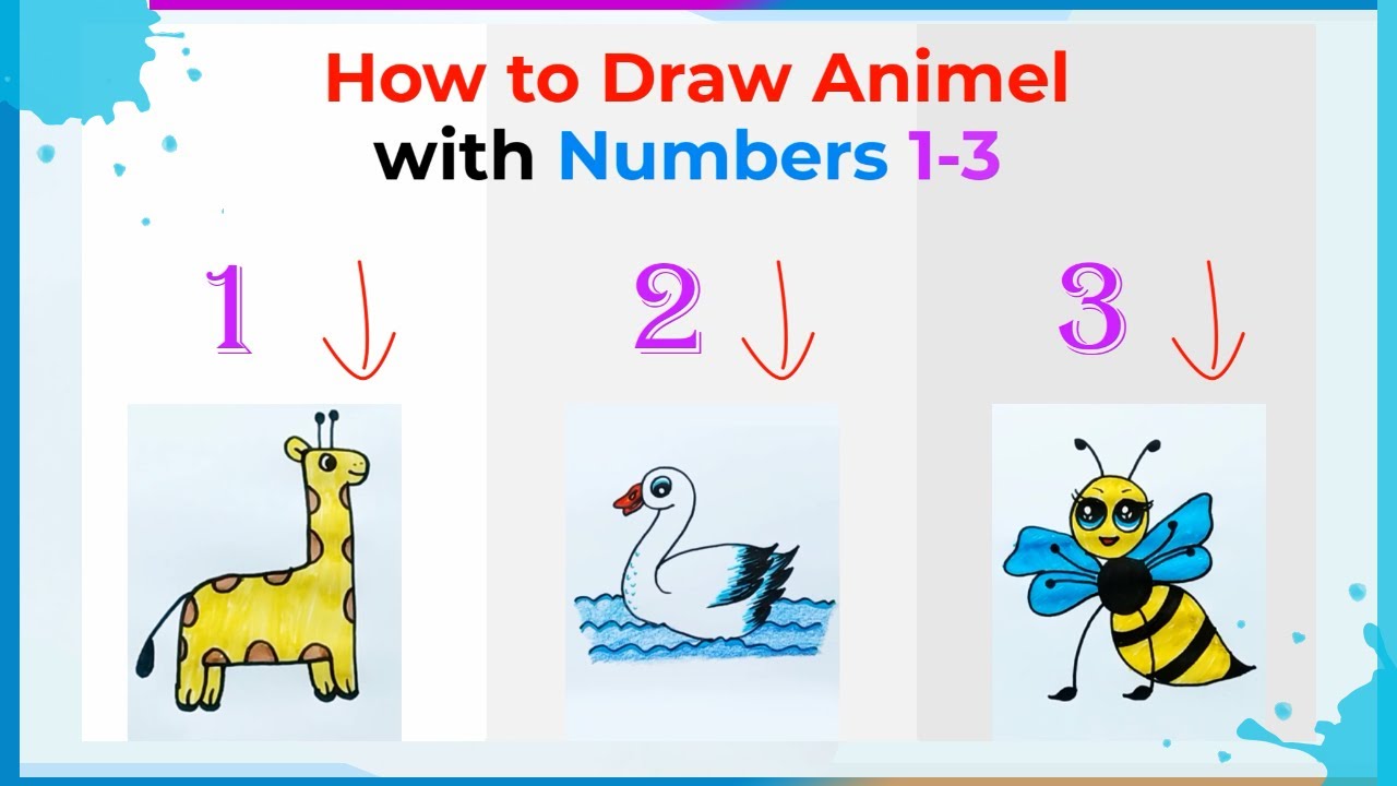 How to turn Numbers 1-3 into Drawing | Number Drawing | Cartoon Drawing ...