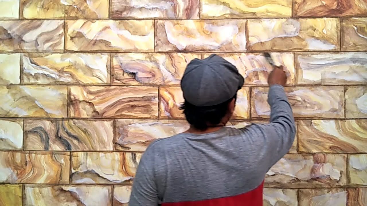 Buat Dekoratif Dinding !! Cat Motif Batu Alam Palimanan !! Bisa Buat ...