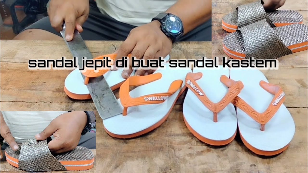 Sandal selop yang cantik dari sandal jepit - YouTube