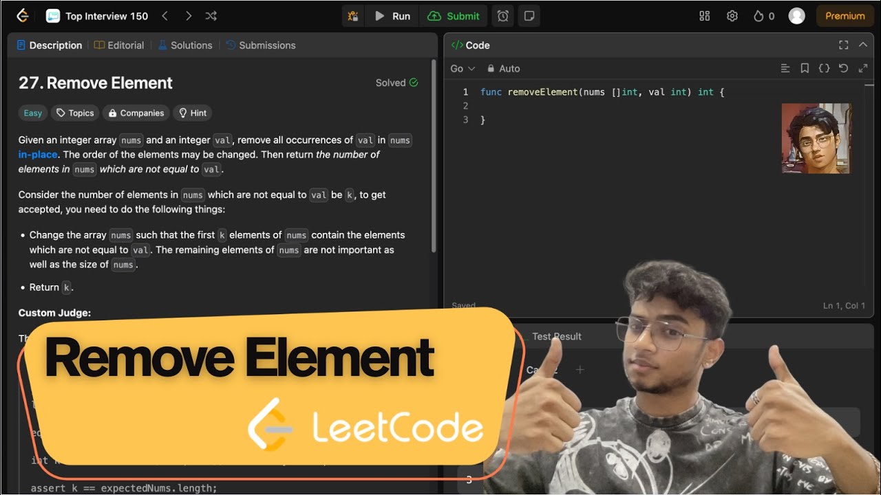 Remove Element - Golang | LeetCode Top Interview 150 | Coding Interview ...