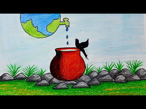 Drawing Drinking water a bird step by step very easy - YouTube