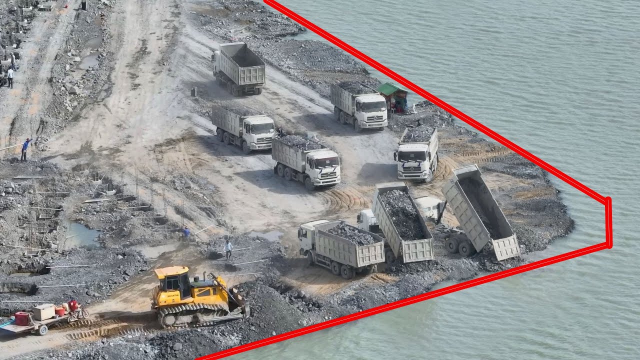 Ep 533,The Best New Road Bulldozer Santui Pushing Dirt And DumpTruck ...