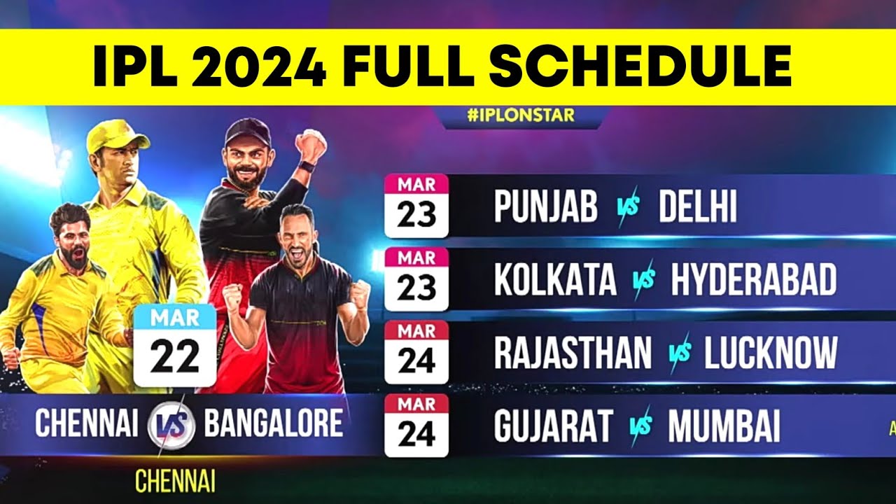 IPL 2024 Schedule | IPL first match CSK vs RCB | ipl 2024 cricket news ...