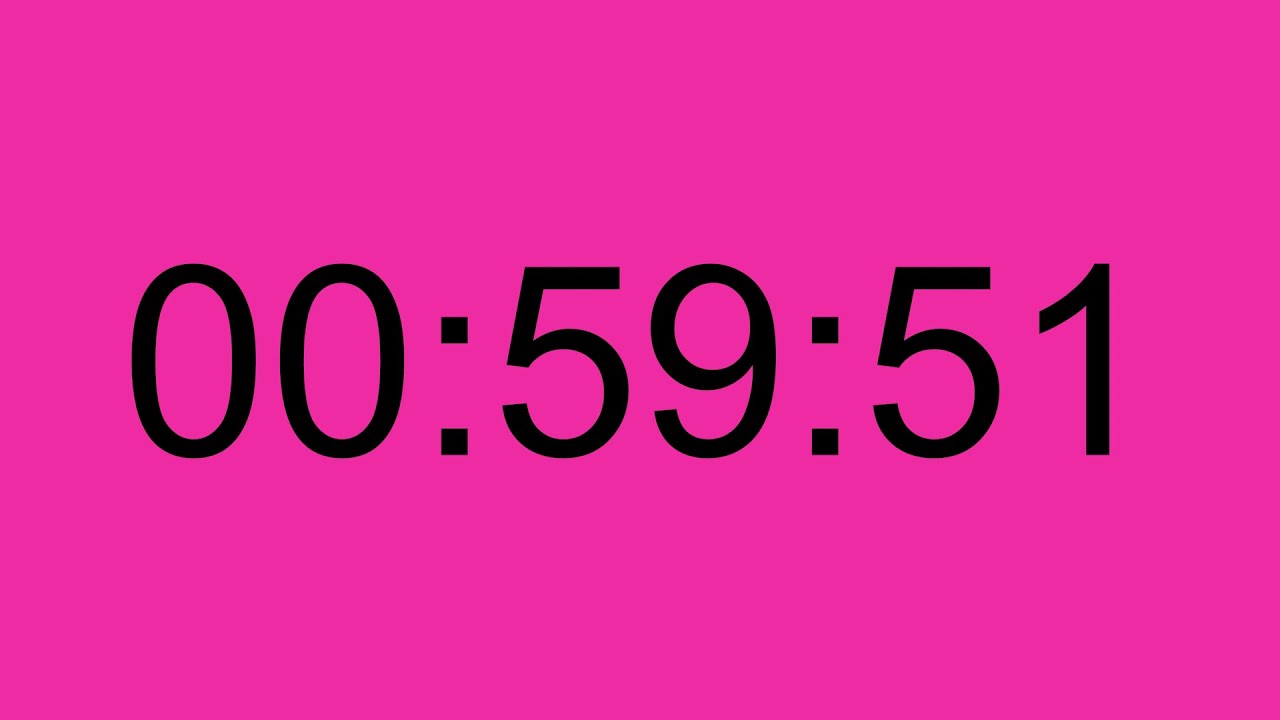 COUNTDOWN 60 minutes (1 hour). Pink background. - YouTube
