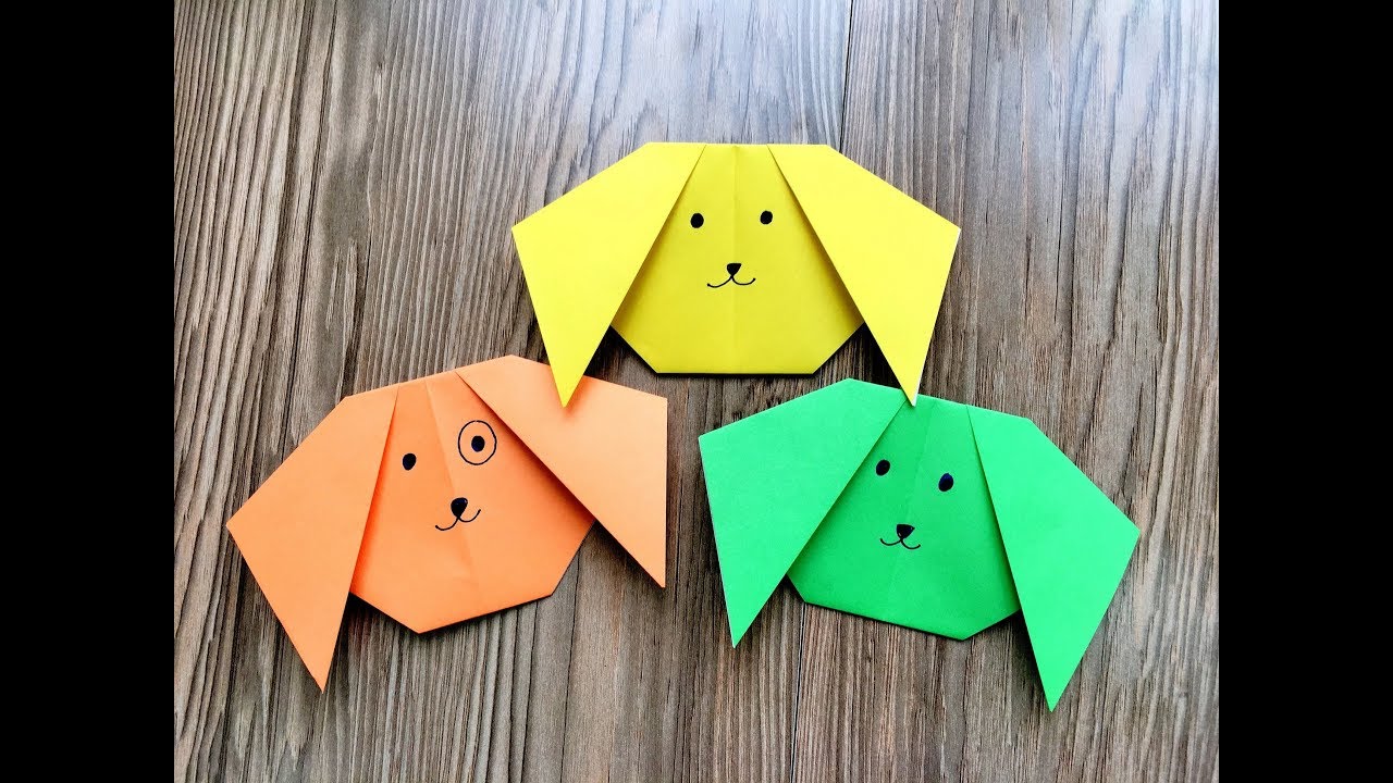 How to make a paper dog face I Origami dog - YouTube