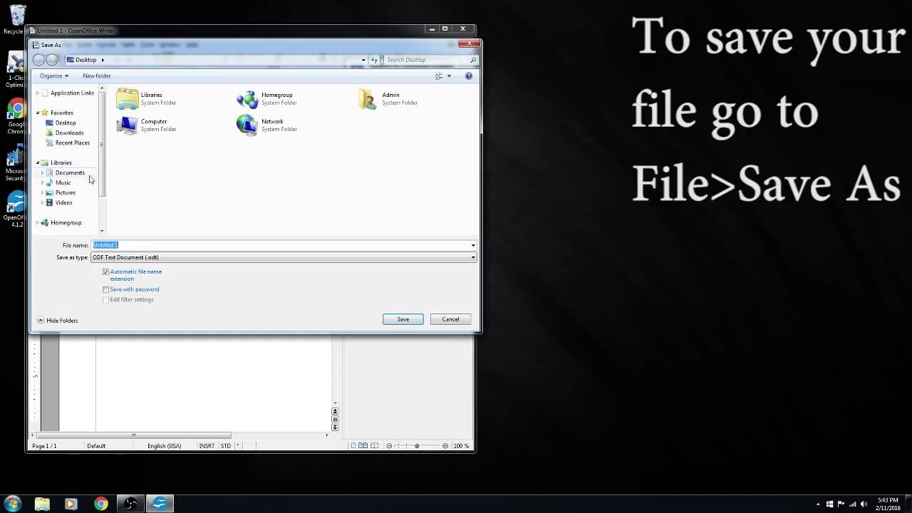 How to Save an Open Office File - YouTube