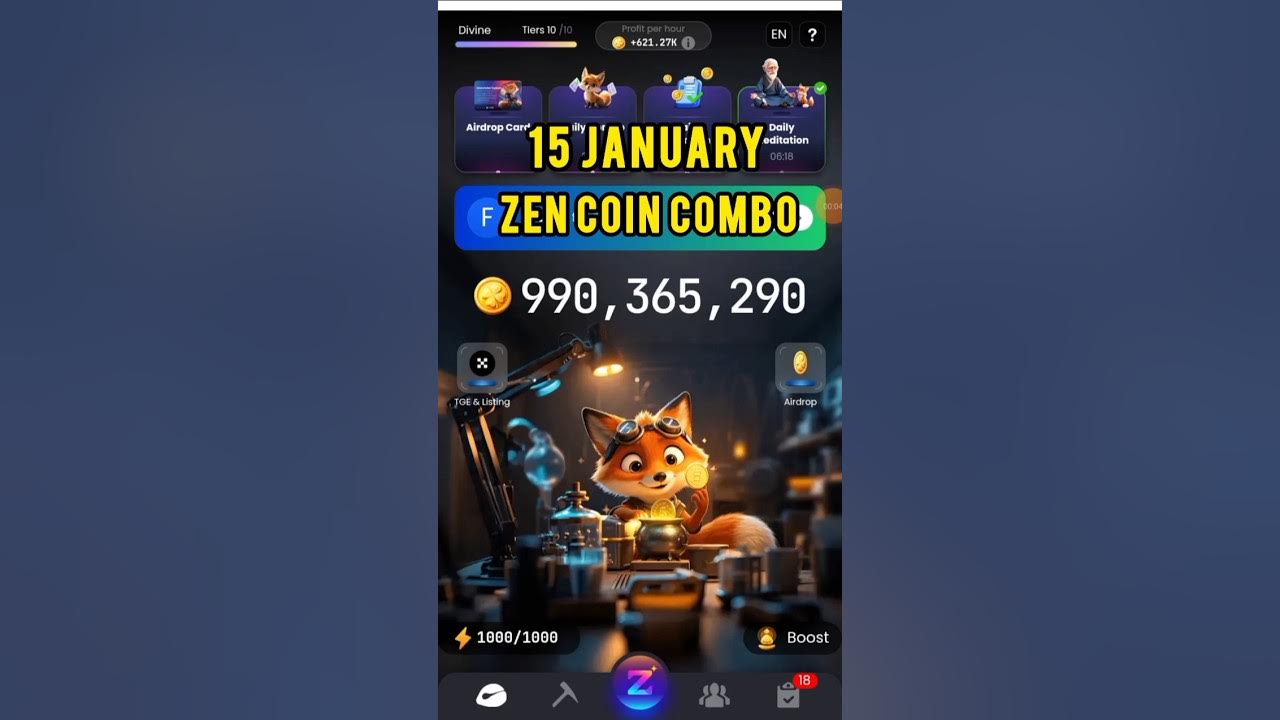 Zen coin daily combo cards 15 January | 15 January Zen coin Combo cards | Zen coin today's combo ...