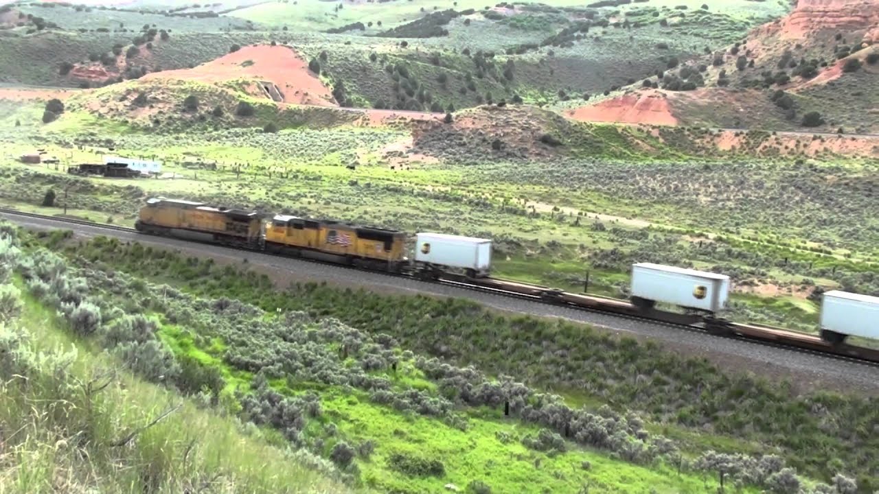 (HD) UPS Train Slides Down the Mountain. Great View of Train on High ...