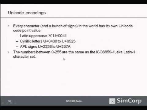 APL 2010: Migrating SimCorp Dimension to Dyalog APL Unicode - YouTube