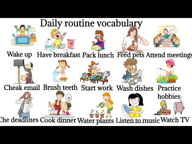 Learn English Vocabulary Daily Routines And Household Daily Routines