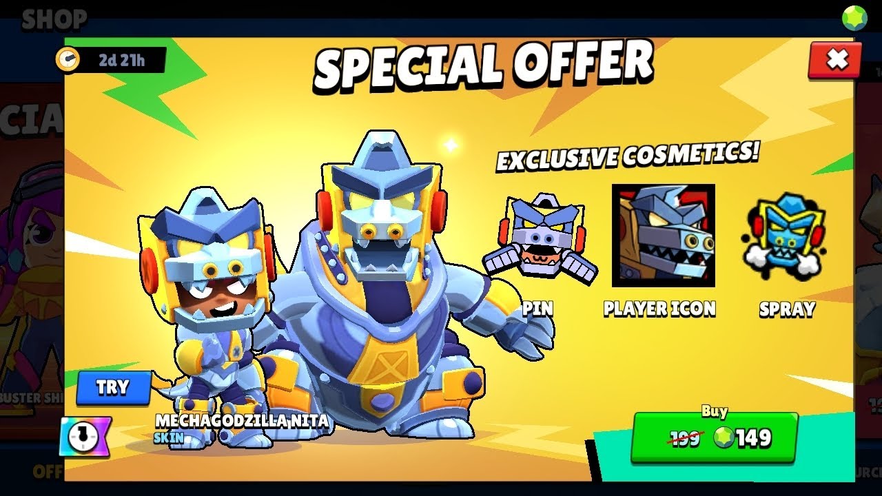 mechagodzilla nita skin Brawl stars - YouTube