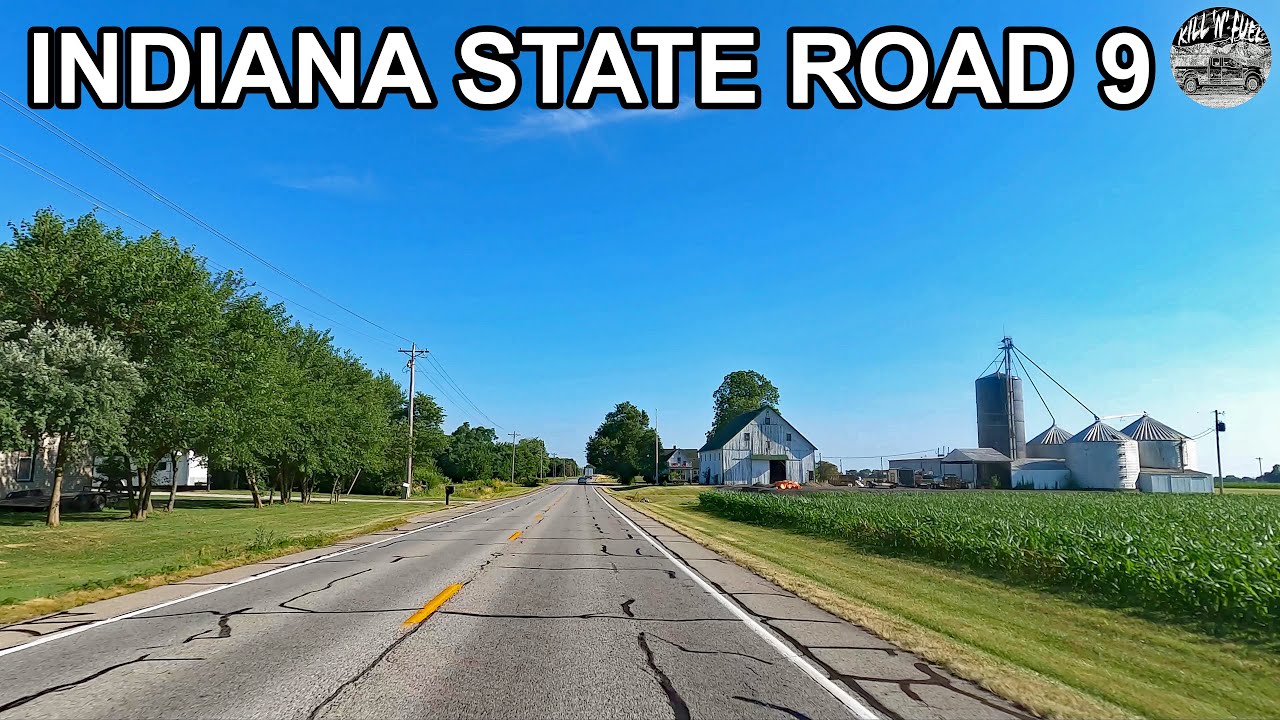 4K Indiana State Road 9 - Huntsville to Shelbyville - Rural Farm Filled ...