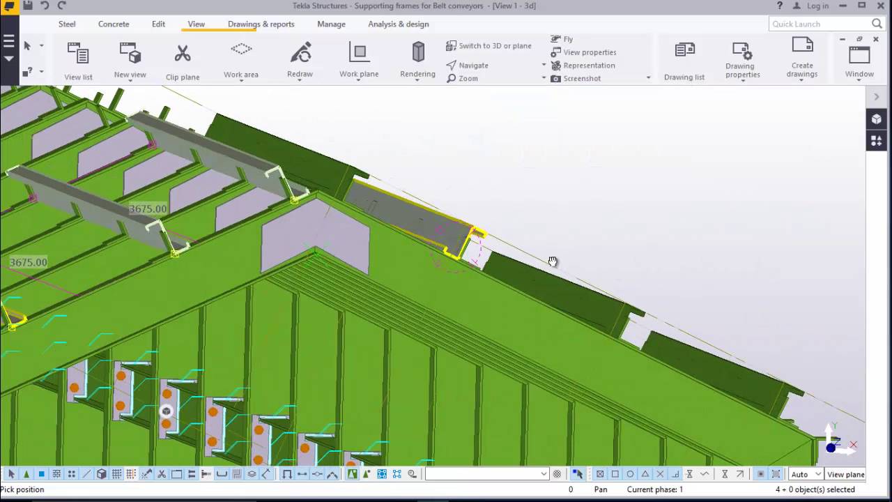 Creating Purlins on Belt Conveyor Gallery roof in TEKLA STRUCTURES 2016 ...