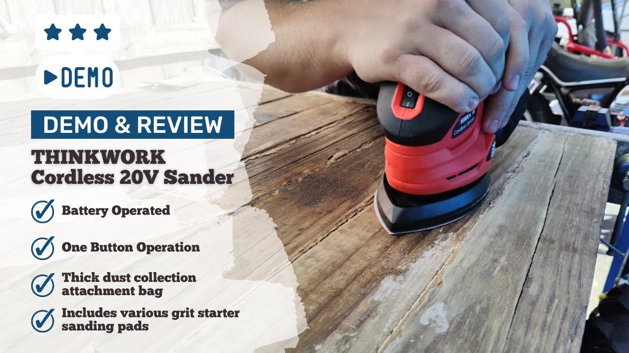 Demo and Review - THINKWORK Cordless 20V Sander Tool - YouTube