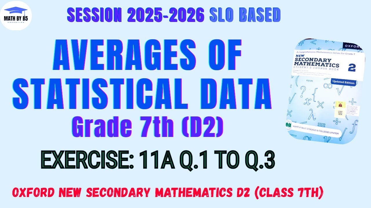 Class 7 Math | Exercise 11A Questions 1 to 3 | Averages of Statistical ...