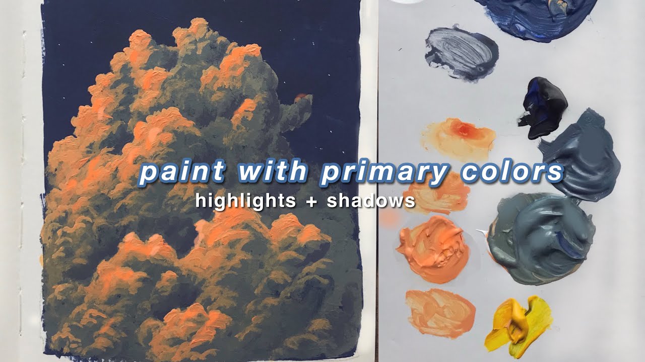 painting clouds with primary colors - YouTube
