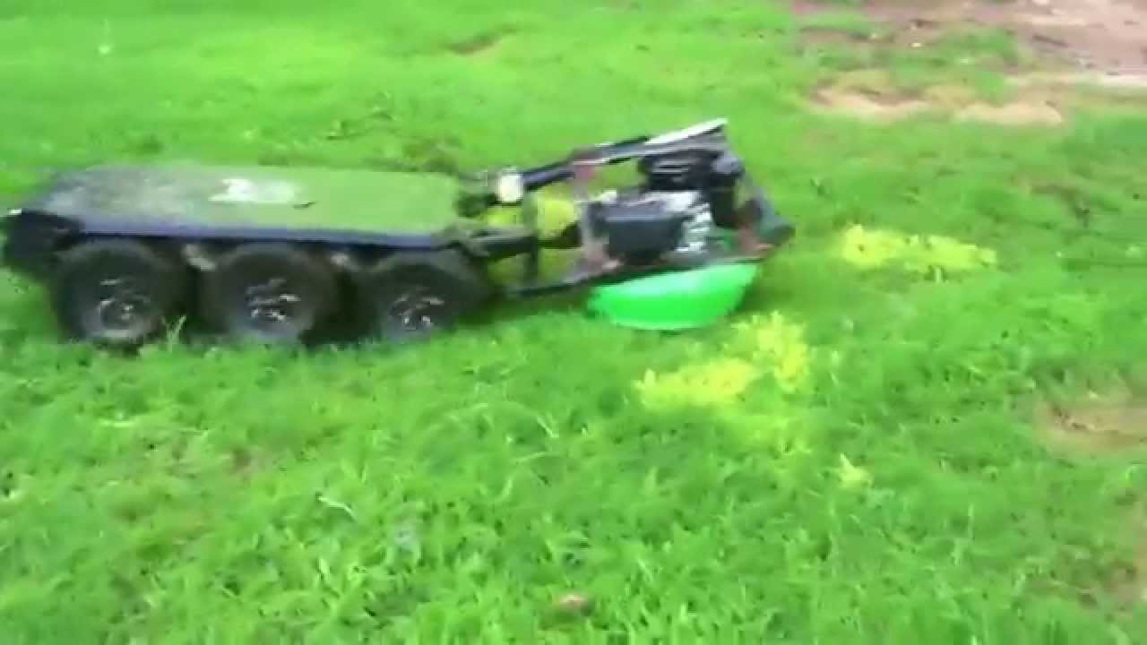 Robot with bush hog attachment - YouTube