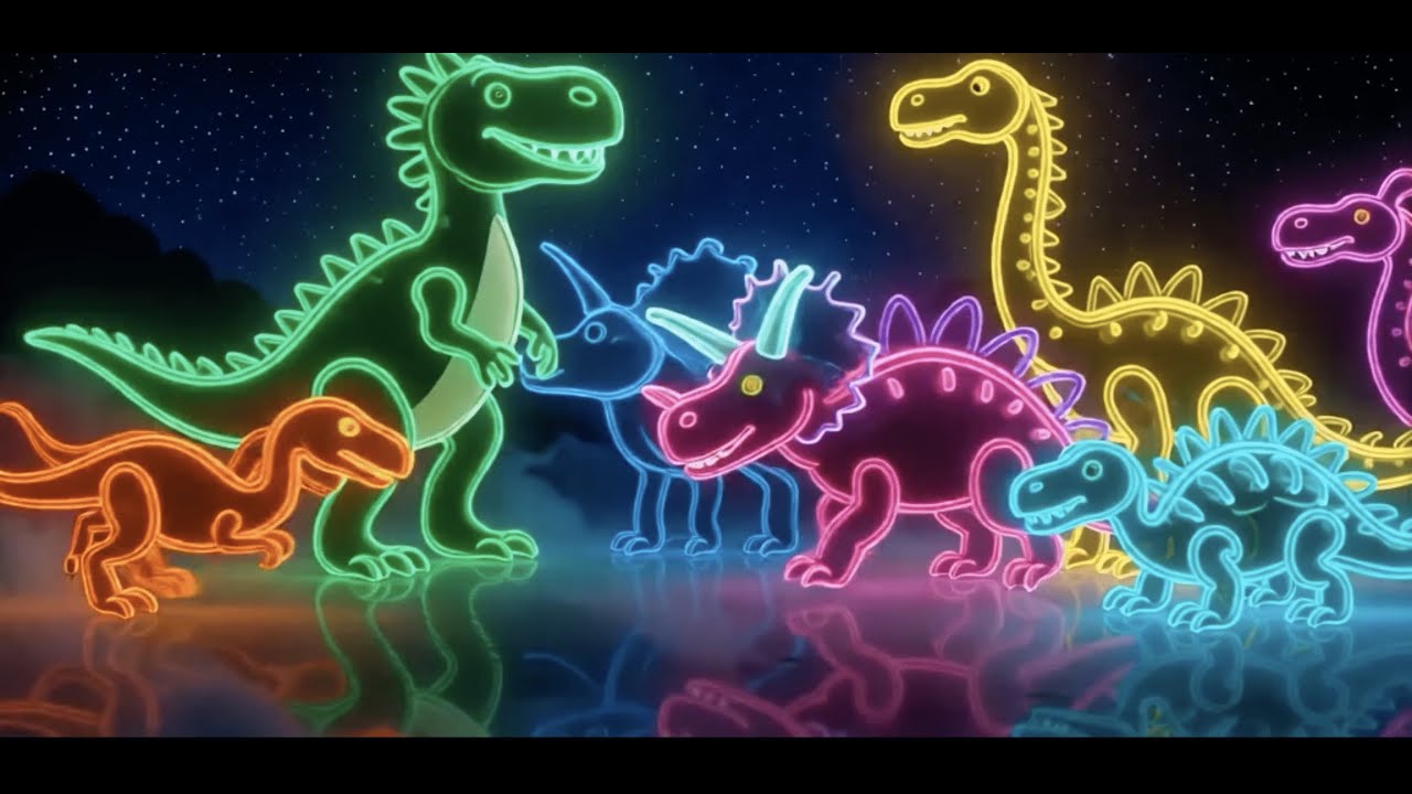 Neon Dino Parade 🦖 | Fun Dinosaur Nursery Rhyme for Kids & Babies 🌈🎶 ...