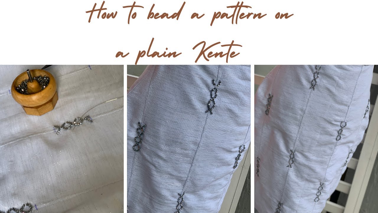 How to bead a pattern on a plain kente - YouTube