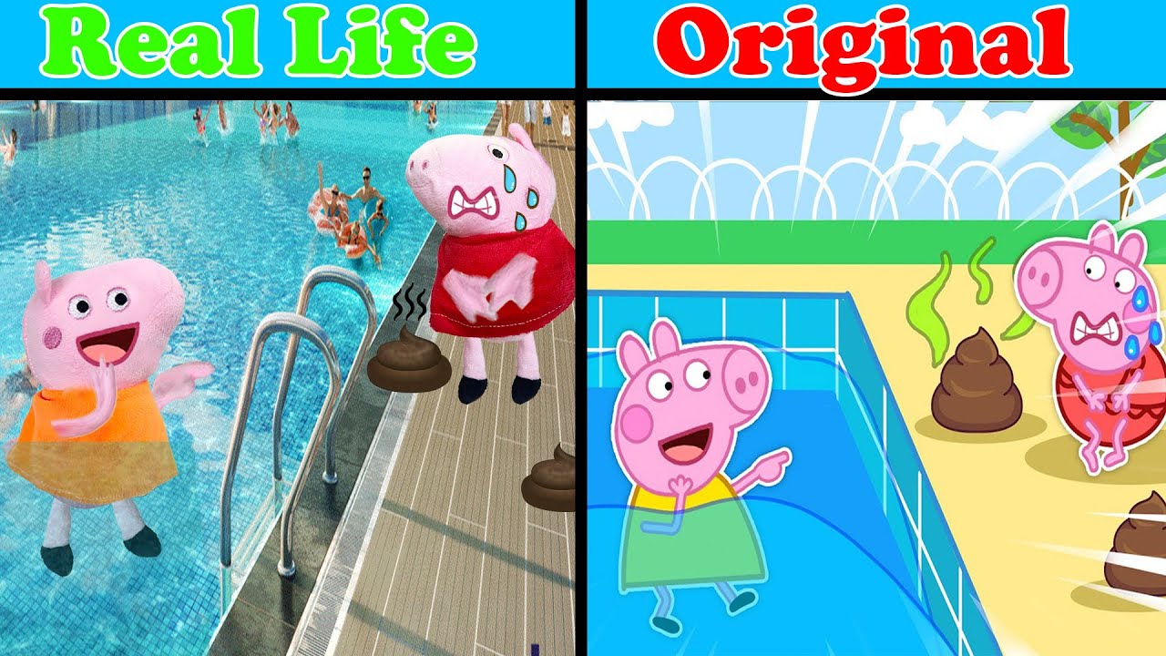 Peppa Pig's embarrassing moment at the pool - Peppa Pig Original vs ...