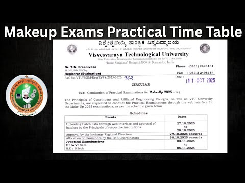 Makeup Exam Practical Exam Time Table (3rd to 6th Semester)- VTU ...