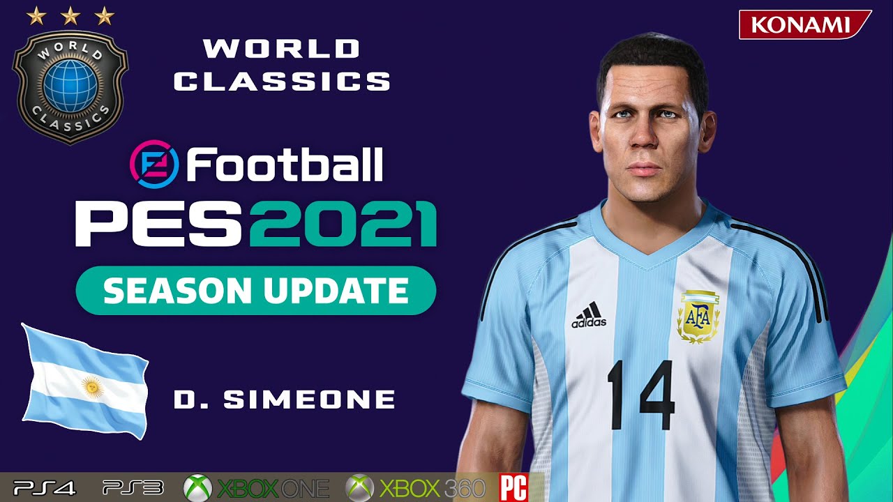 D. SIMEONE face+stats (World Classics) How to create in PES 2021 - YouTube