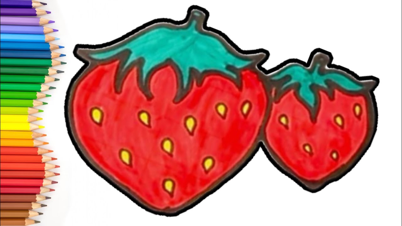 How to draw Strawberry | Easy Strawberry drawing tutorial for beginners ...