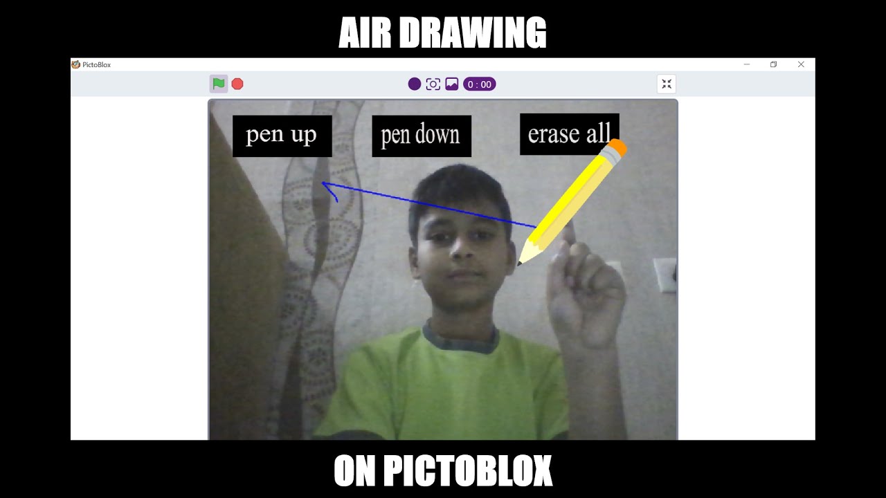 Air drawing using AI and ML|air drawing on pictoblox - YouTube