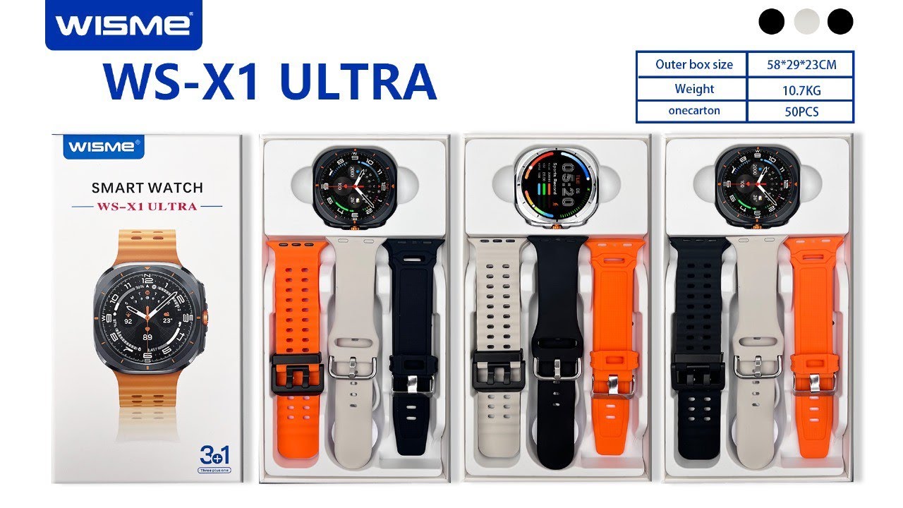 WISME WS-X1 ULTRA SMART WATCH WITH THREE 3 STRAPS WIRELESS CHARGING - YouTube
