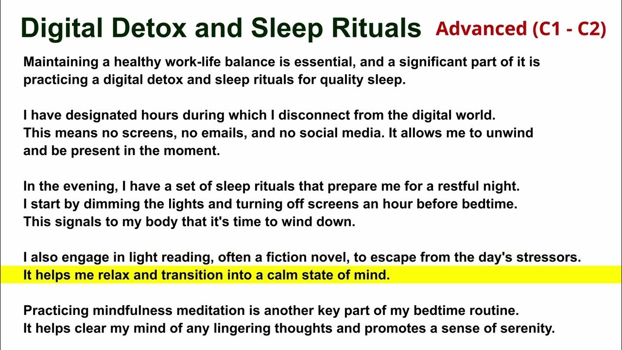 15. Digital Detox and Sleep Rituals (Advanced C1-C2) - English Reading ...