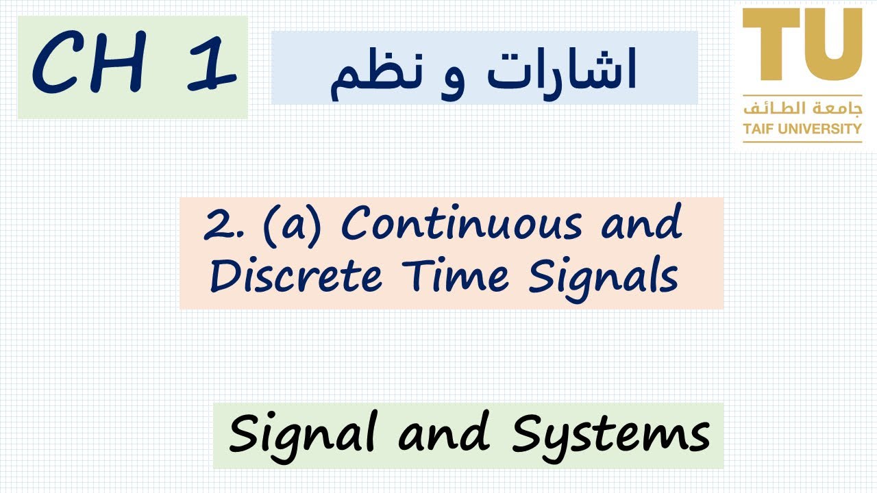 2. (a) Continuous and Discrete Time Signals | الاشارات المستمرة ...