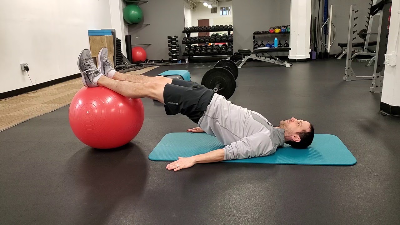 Hip Bridges/Lifts (heels on ball) - YouTube