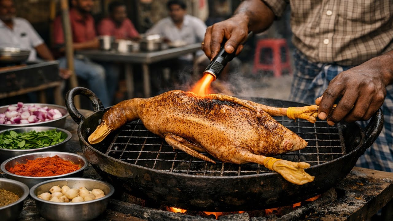 Amazing Skills of Live Farm Duck Cutting in Indian Meat Market - YouTube
