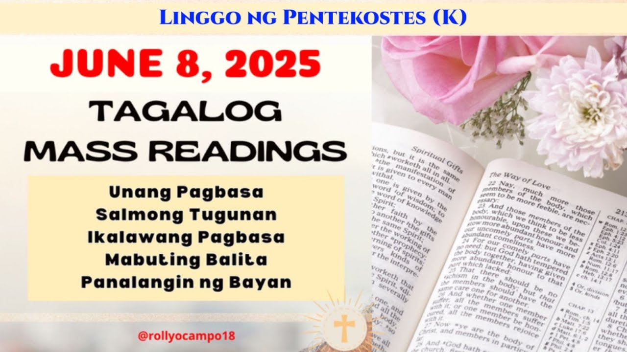 June 8, 2025 Tagalog Sunday Mass Readings | Linggo ng Pentekostes (K ...